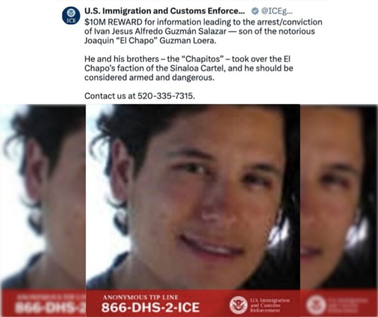 10 mdd por captura de Jesús Alfredo Guzmán, hijo de “El Chapo”: ICE